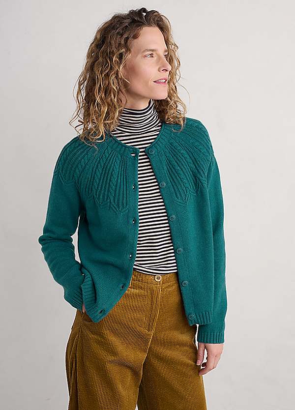 Seasalt Cornwall Teal Sand Song Cable Stitch Cardigan by Seasalt Cornwall