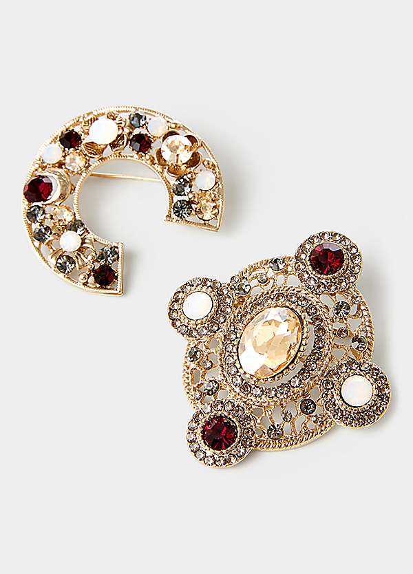 Vintage Style Diamante Brooch Set by Joe Browns