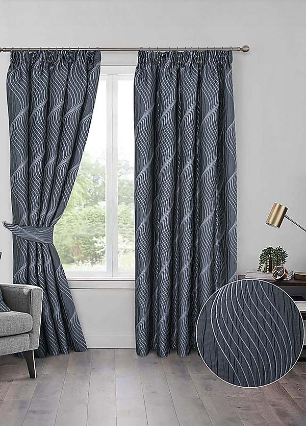 Zen Jacquard Lined Pencil Pleat Curtains by Home Curtains