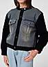 Denim Contrast Texture Boxy Jacket by Izabel London | Look Again